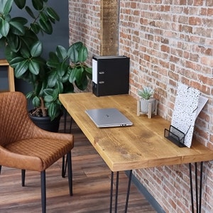 Rustic Desk With Hairpin Industrial Metal Legs Rustic Wood 60cm Deep ...