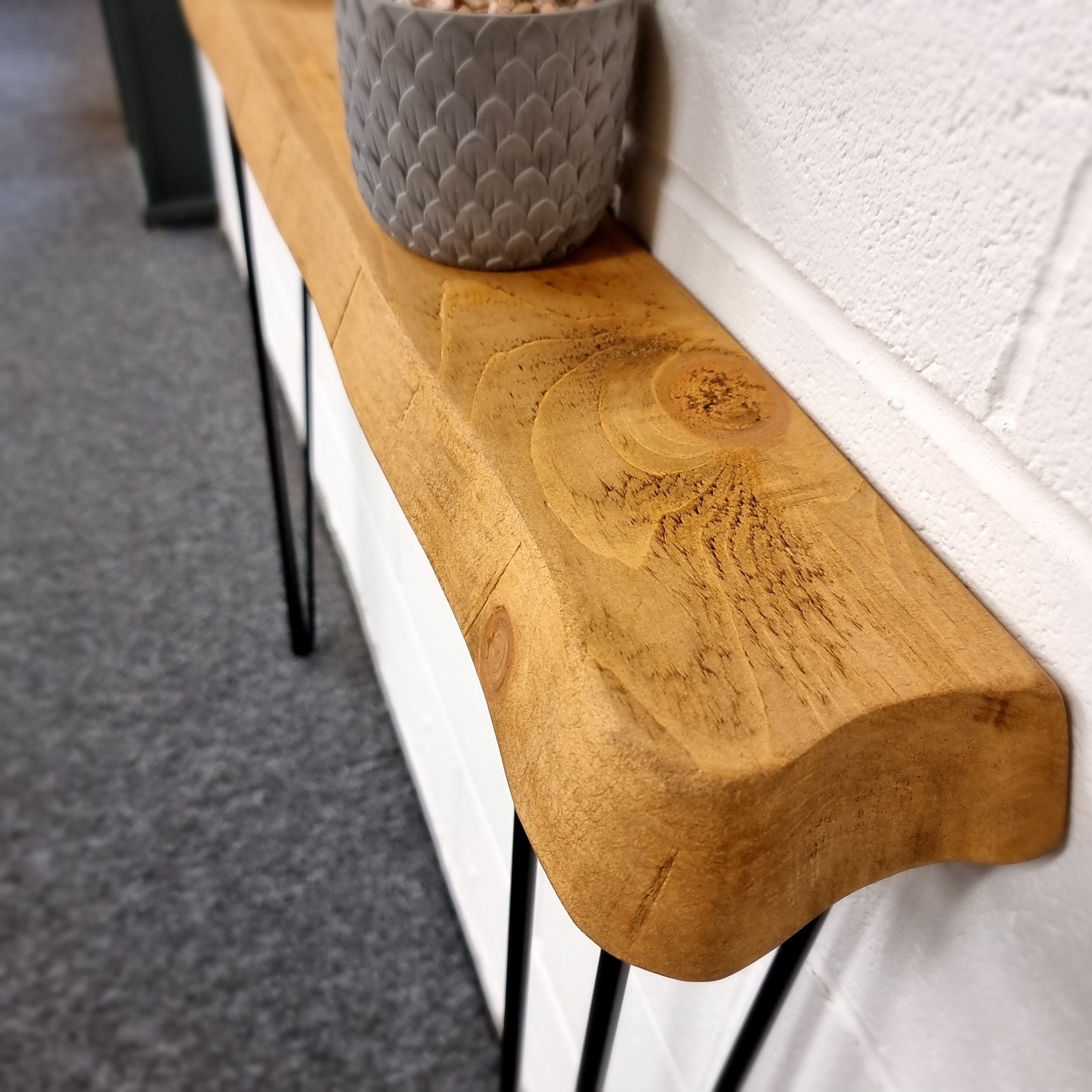 Live Edge Round Corners Skinny Console Table With Hairpin Legs Wooden ...