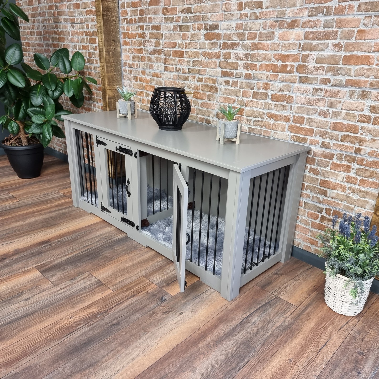 Double Medium-indoor Dog Kennels rustic Dog Crate-farmhouse | Etsy UK