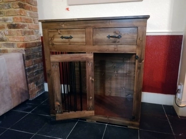 Single With Drawers Dog Kennels - Indoor Dog Kennels -rustic Dog Crate ...