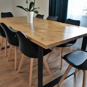 Solid Oak Straight Edge Dining Table With SQUARE Frame Legs - Etsy