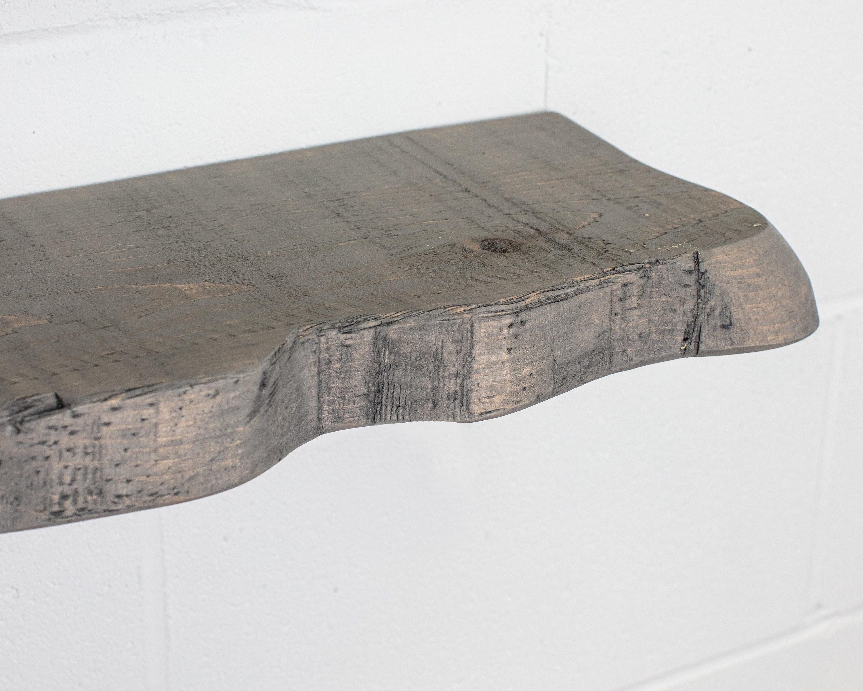Grey Live Edge Round Corners Floating Shelf Handmade Solid - Etsy UK