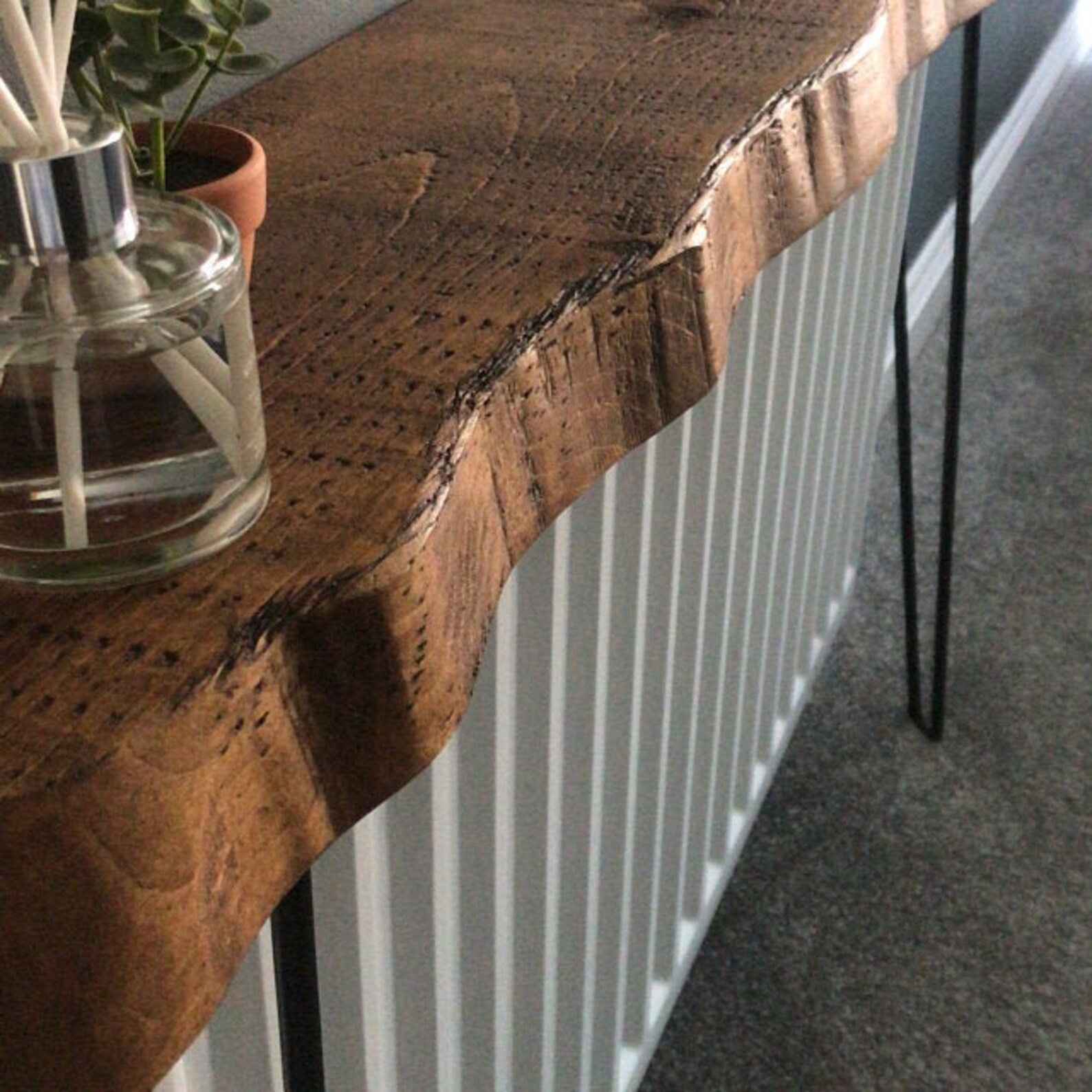 Live Edge Wood Console Table With Hairpin Legs Dispatch 48h | Etsy