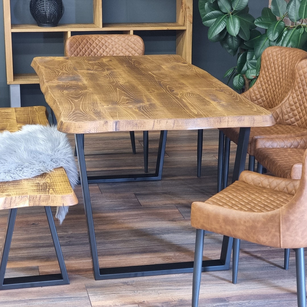 Dine Table Wooden Rustic Industrial Dining Table Live Edge Round ...