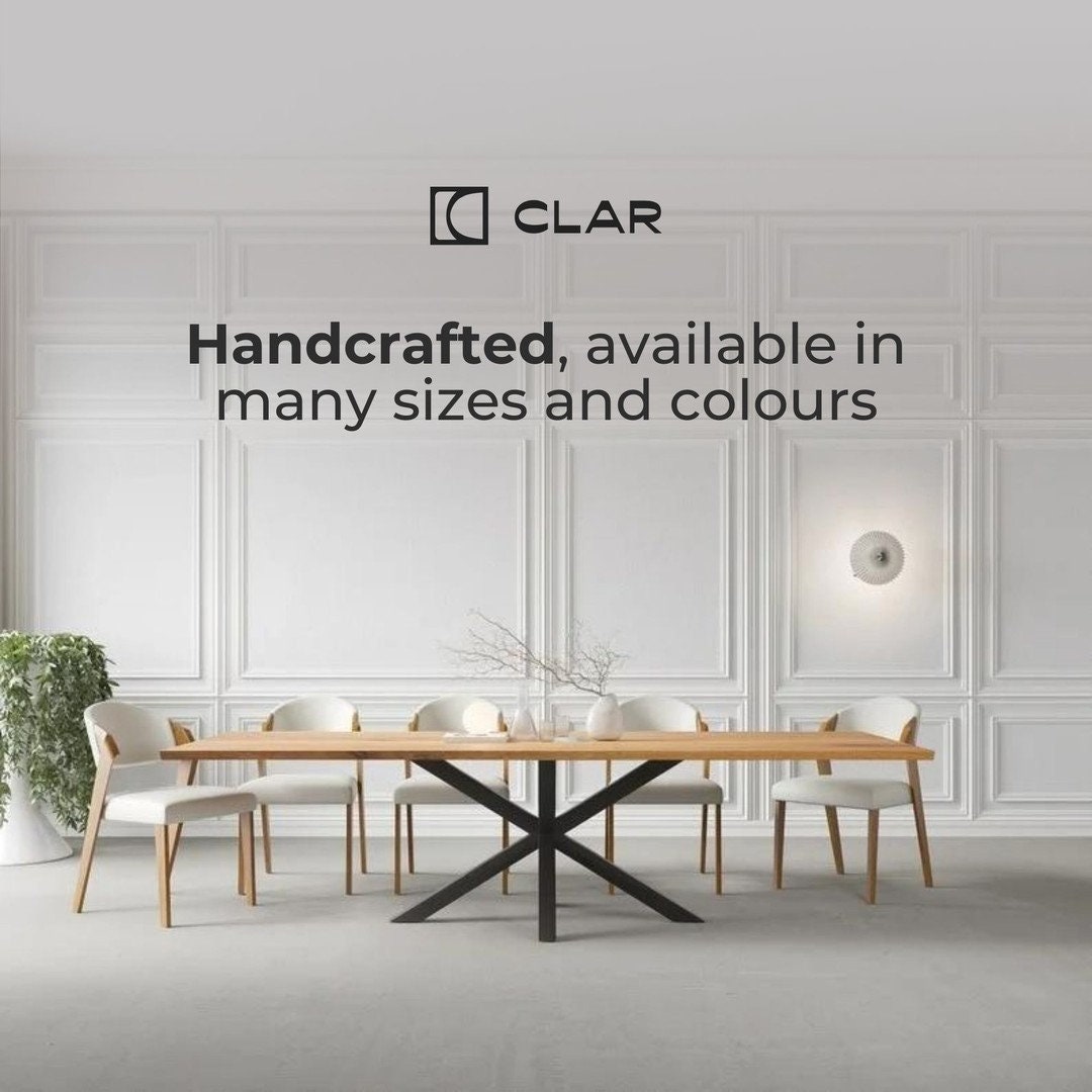 Straight Edge Solid Oak Dining Table Star Frame Legs - Industrial ...