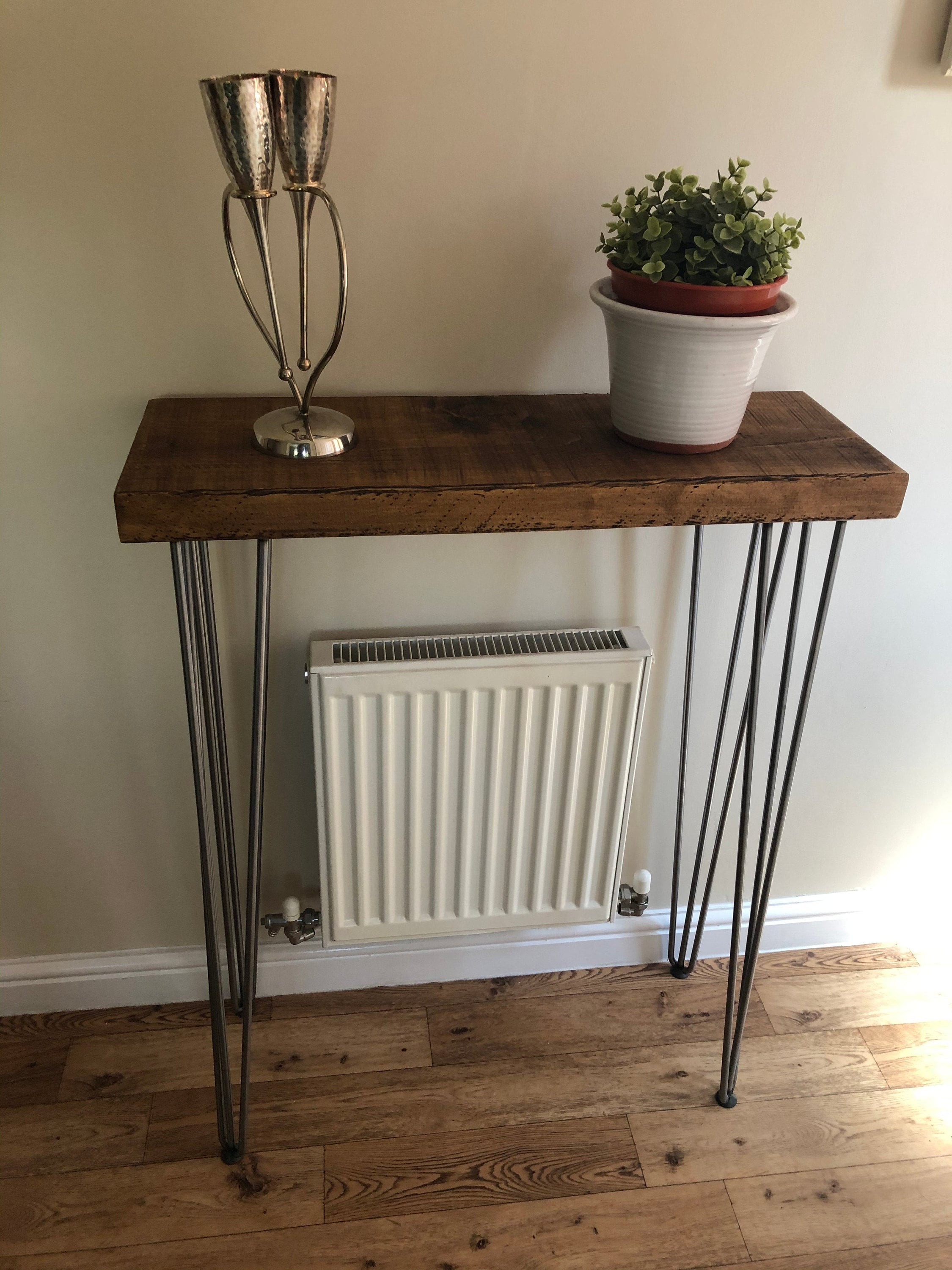 Rustic 4 Legs Wood Console Table With Hairpin Legs Rustic | Etsy UK