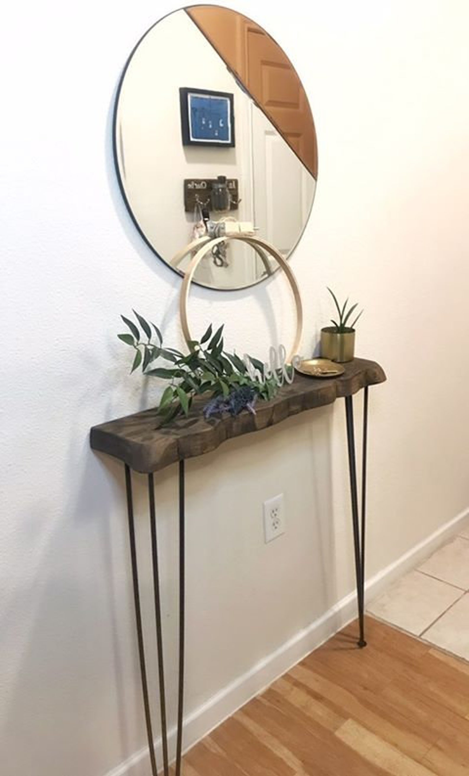 Live Edge Round Corners Wood Console Table With Hairpin Legs | Etsy