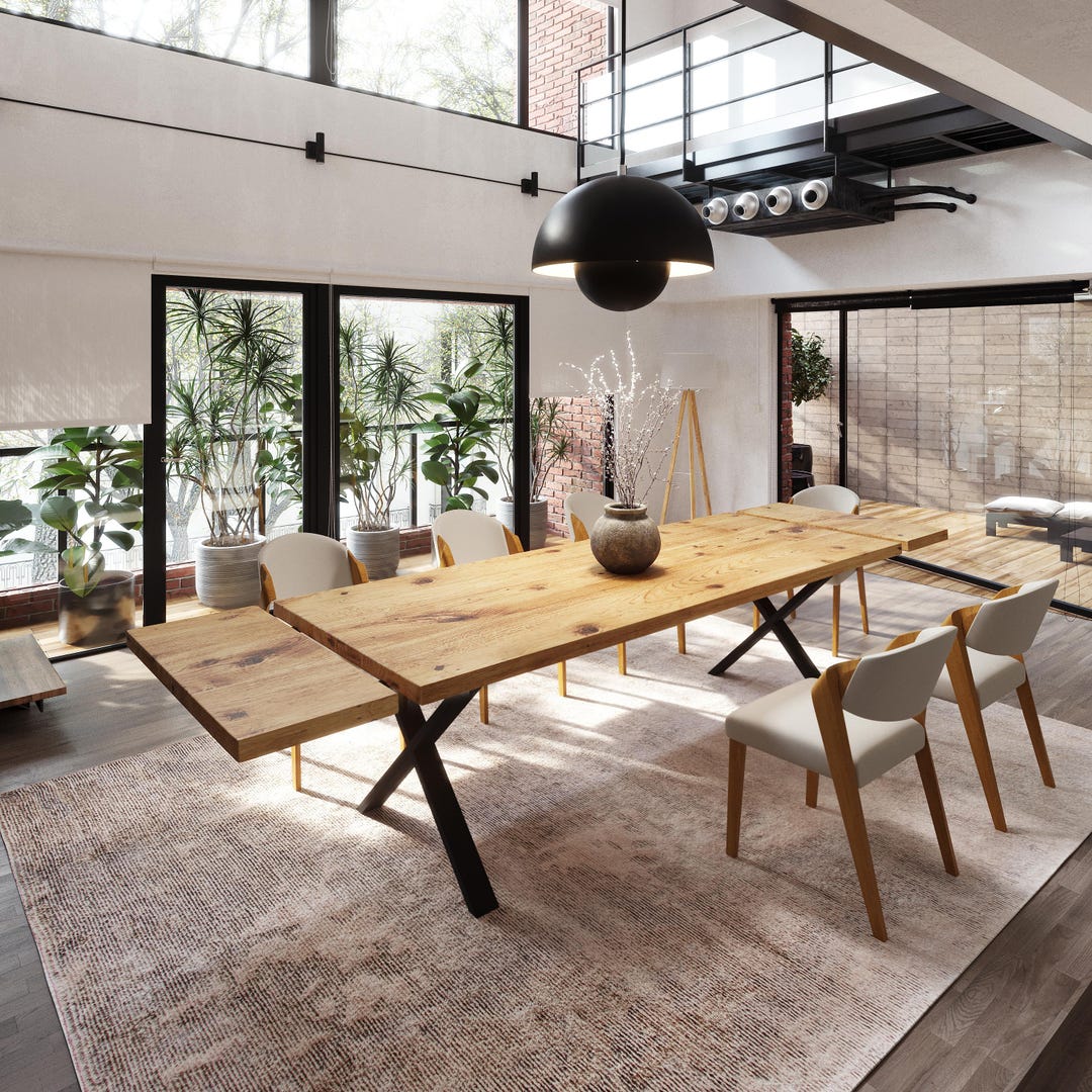 Brigg Dining Table Straight Edge Extendable 2 Sides Dining Table ...