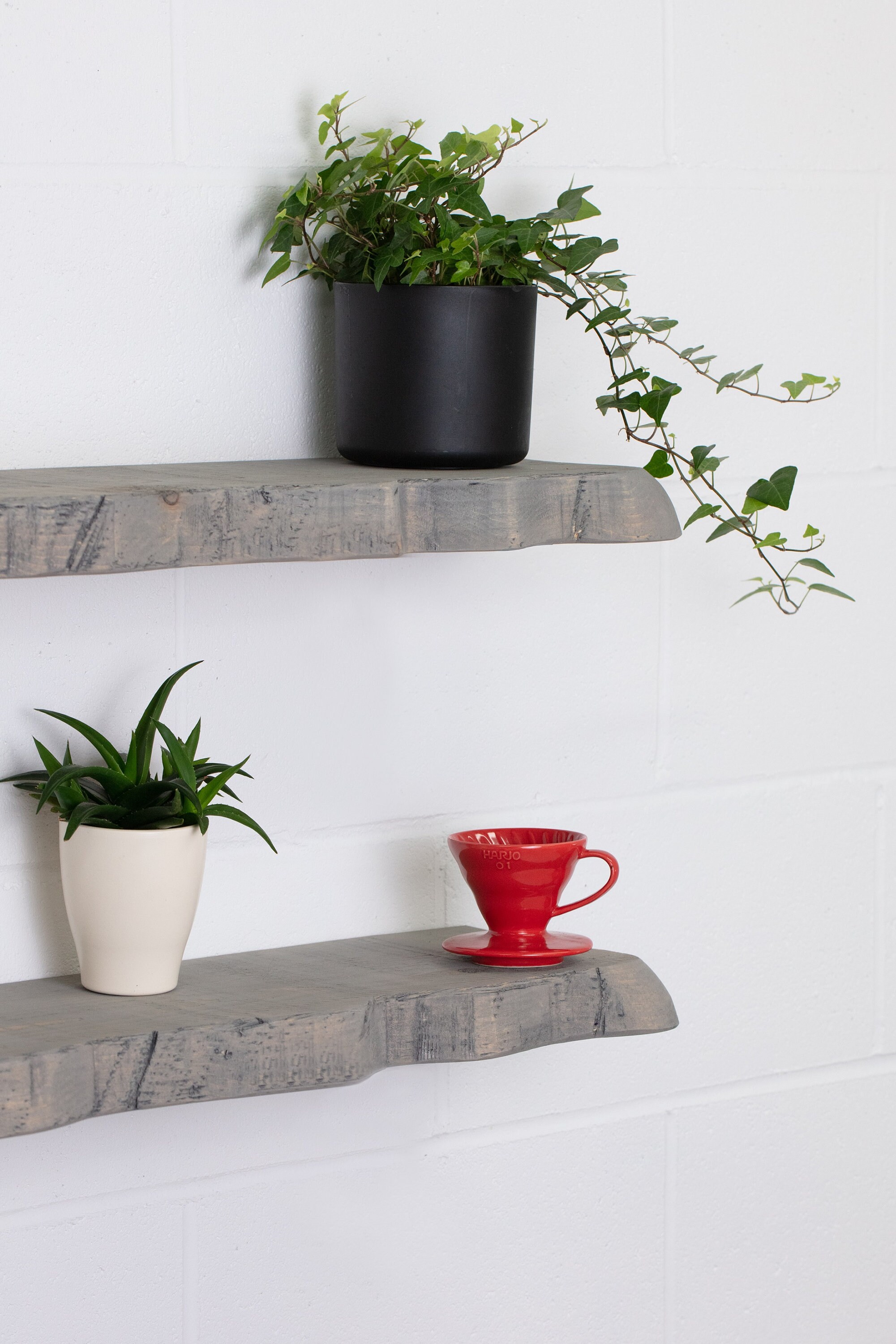 Grey Live Edge Round Corners Floating Shelf Handmade Solid - Etsy UK