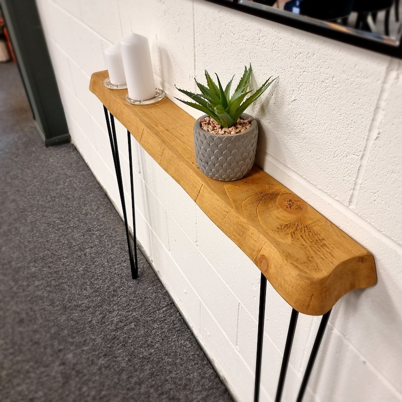 Live Edge Round Corners Skinny Console Table With Hairpin Legs - Etsy UK