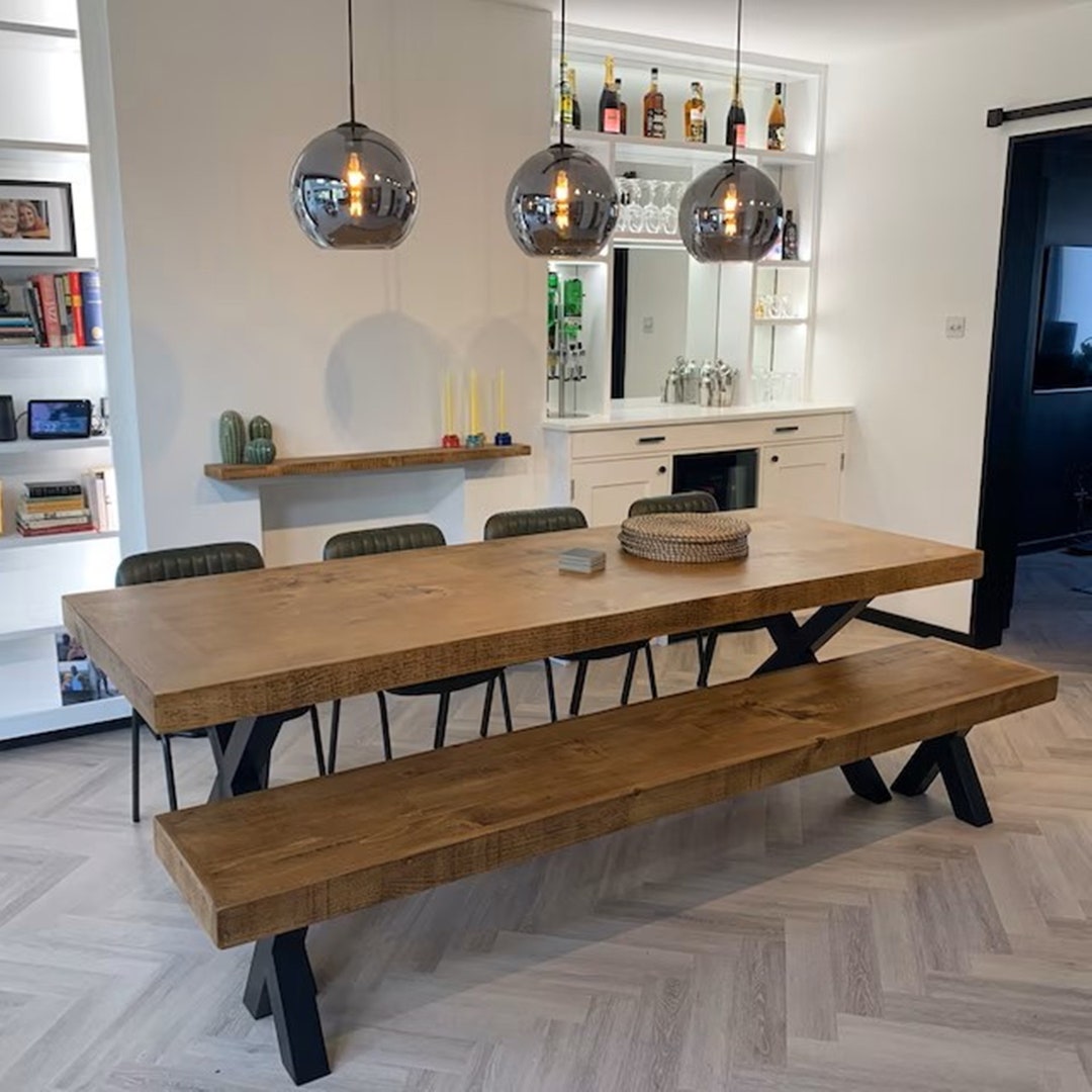 Extra Wide Dining Table Lincoln Dine Table Rustic Farmhouse Rustic Wood ...