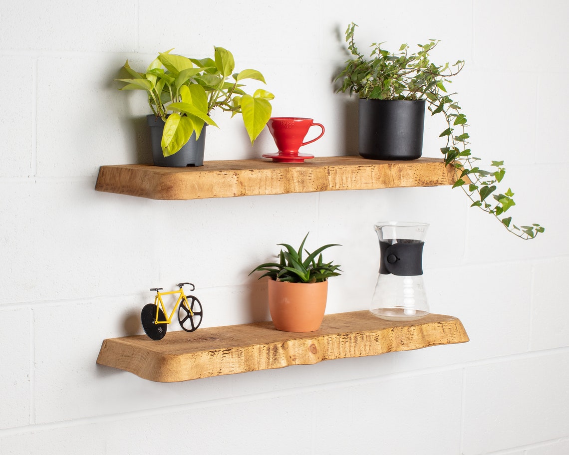 Reclaimed Live Edge Round Corners Floating Shelves Handmade - Etsy UK