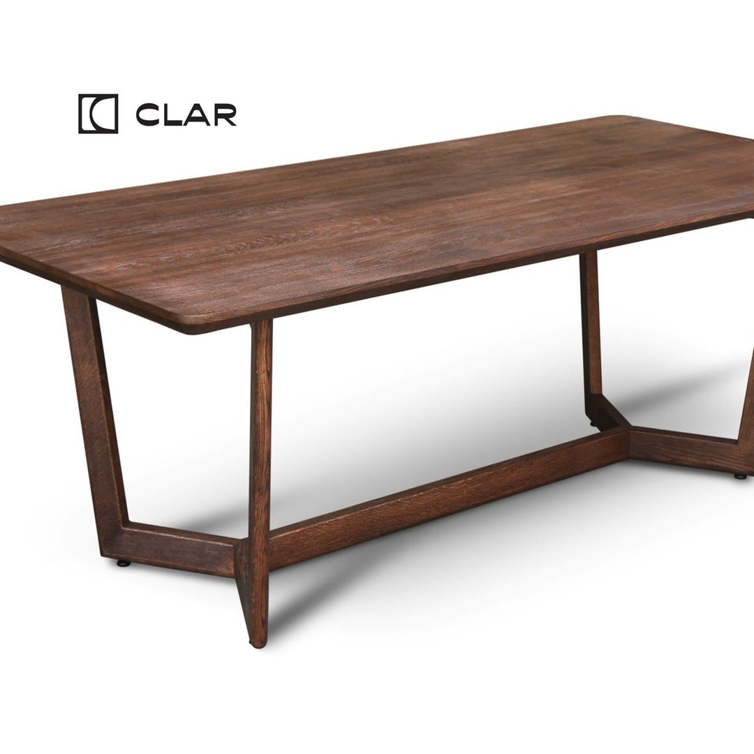 HARDWOOD Solid Oak Dining Table Farmhouse Top Chamfered Edge With Steel ...