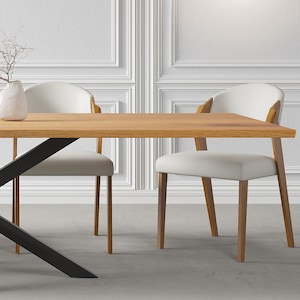 Straight Edge Solid Oak Dining Table Star Frame Legs - Industrial ...