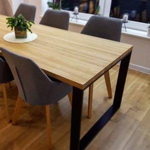 Solid Oak Dining Table With End Square Frame Legs Industrial - Etsy