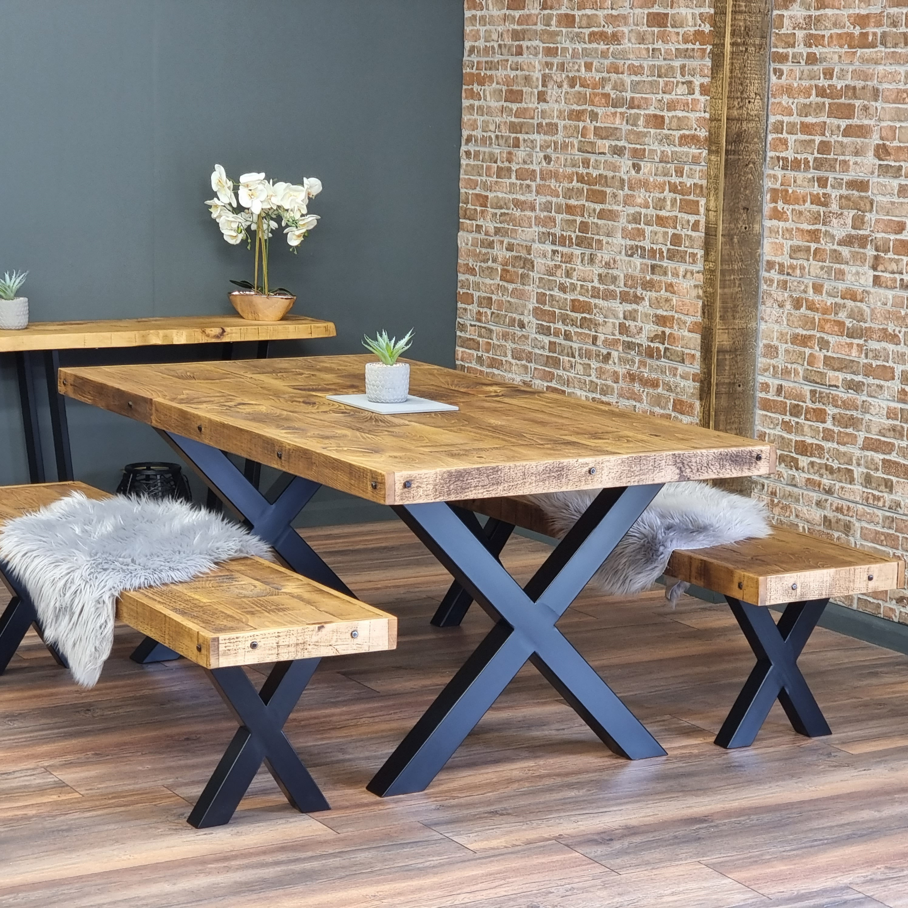 Industrial Dining Table Farmer Steel Table Rustic Farmhouse | Etsy UK