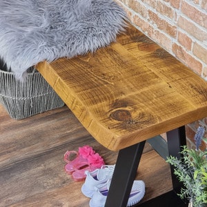 Lincoln-live Edge Shoe Bench, Hallway Console Wooden Bench Seat With ...