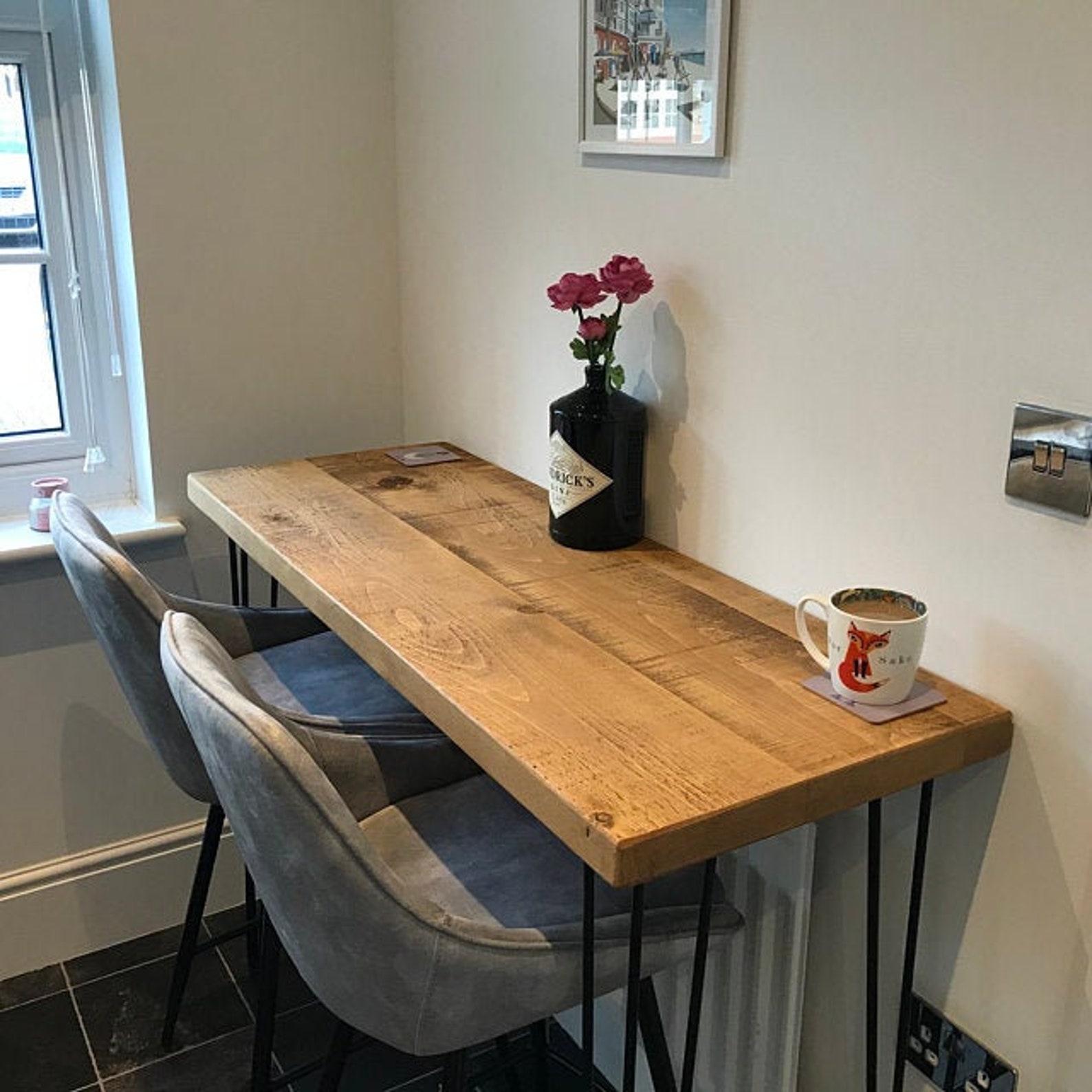 Rustic Breakfast Bar Worktop Kitchen Table Stool - Etsy UK