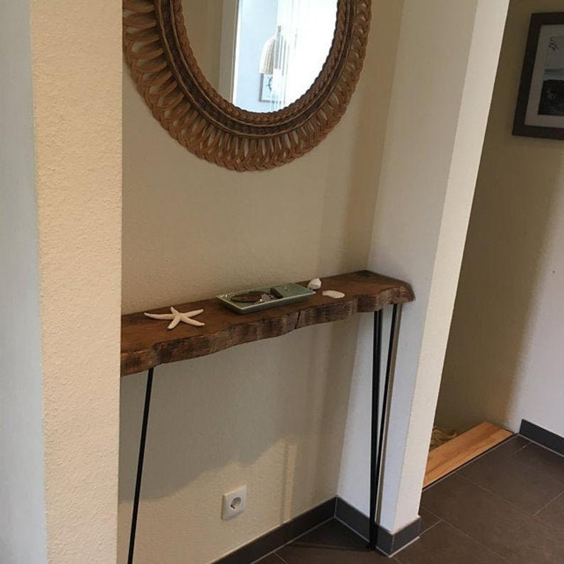 Live Edge Wood Console Table With Hairpin Legs Dispatch 48h | Etsy