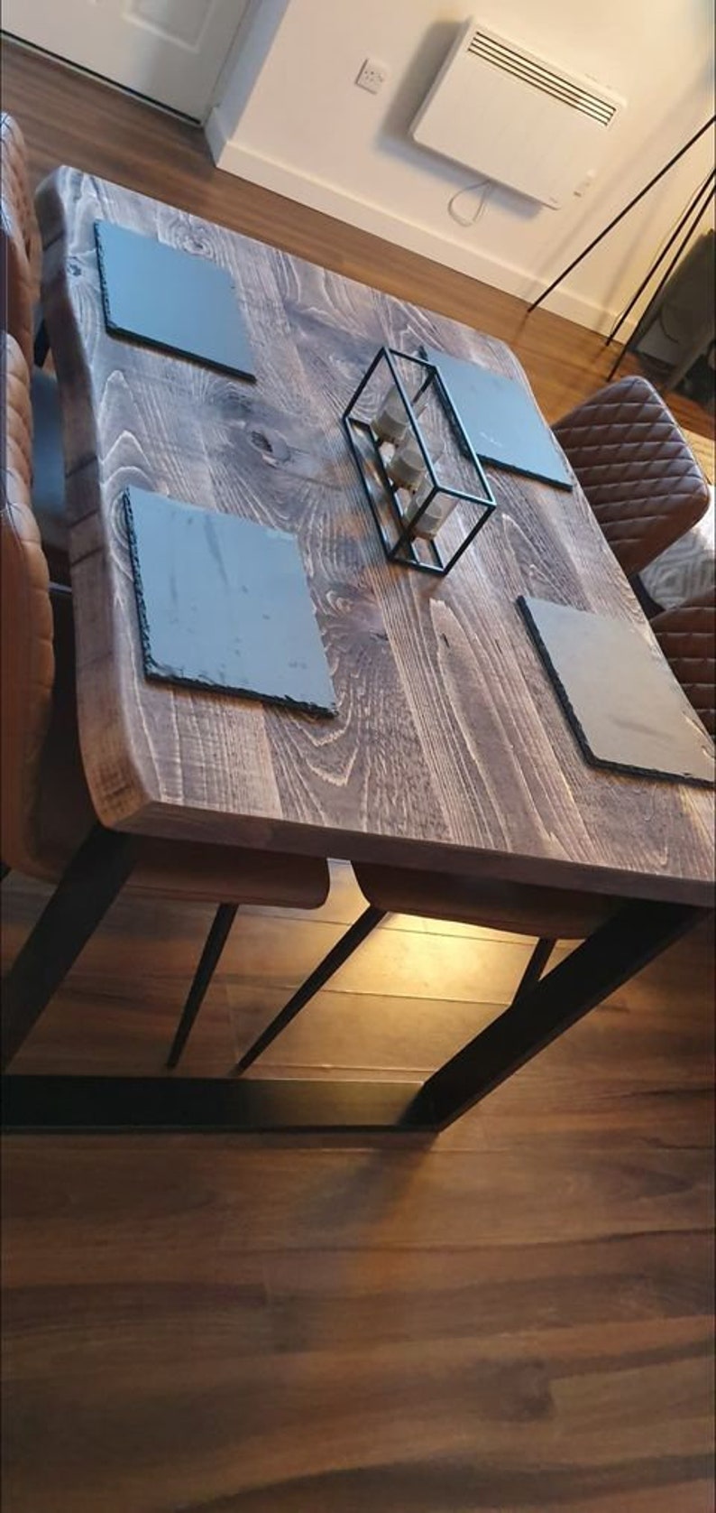 Live Edge Dining Table Curved Edge Industrial Rustic Wood Square Style ...