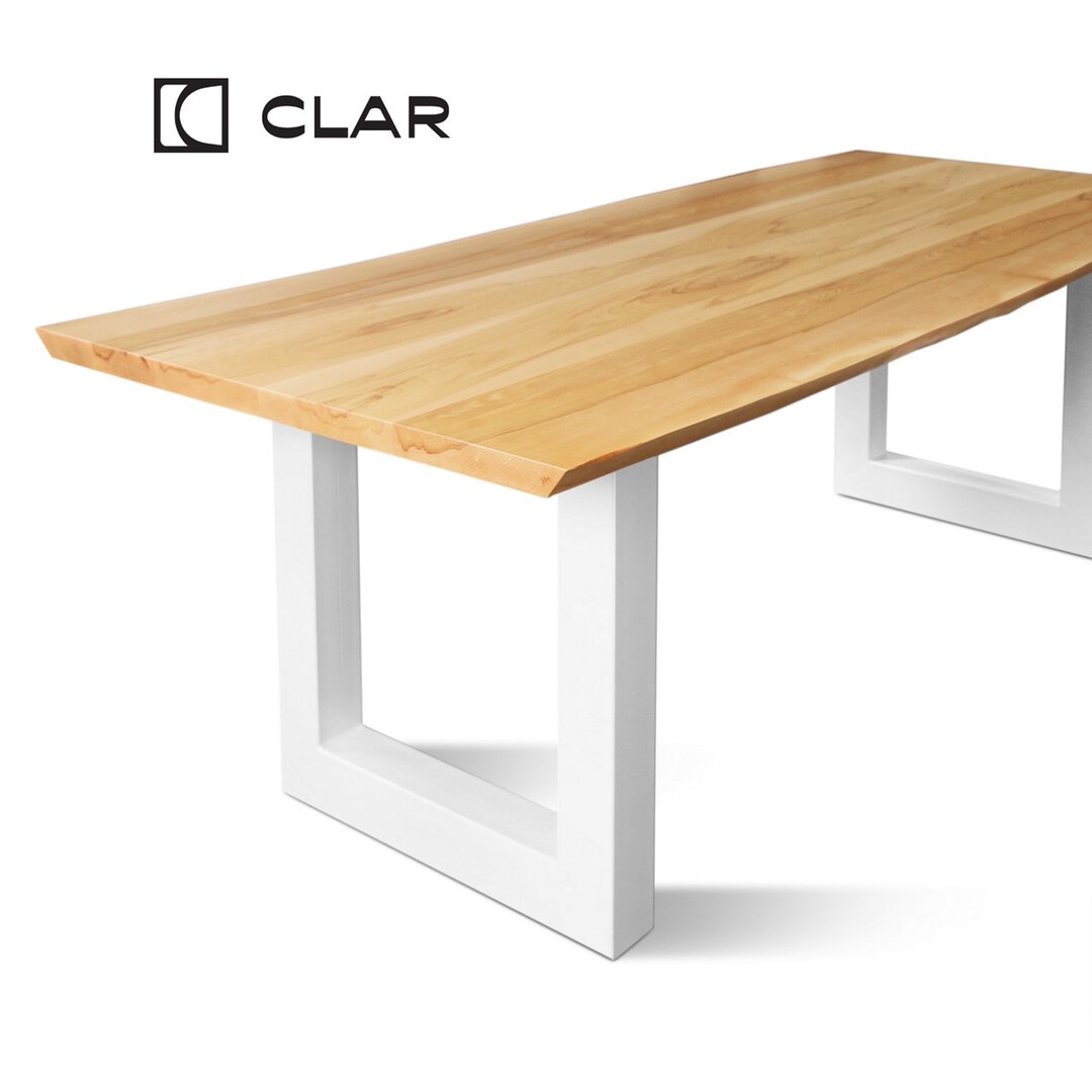HARDWOOD Solid Oak Chamfered Edge Dining Table With Steel CHUNKY SQUARE ...