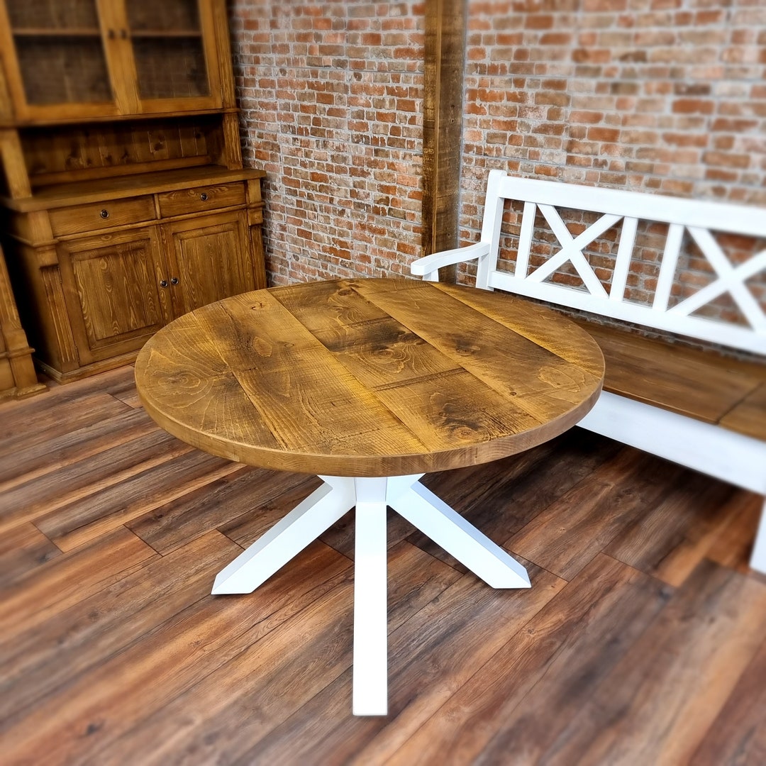 Round Dining Table Vintage Star Leg Kitchen Table Rustic Industrial ...
