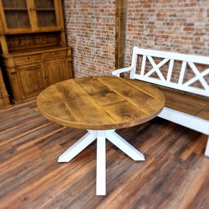 Round Dining Table Vintage Star Leg Kitchen Table Rustic Industrial ...