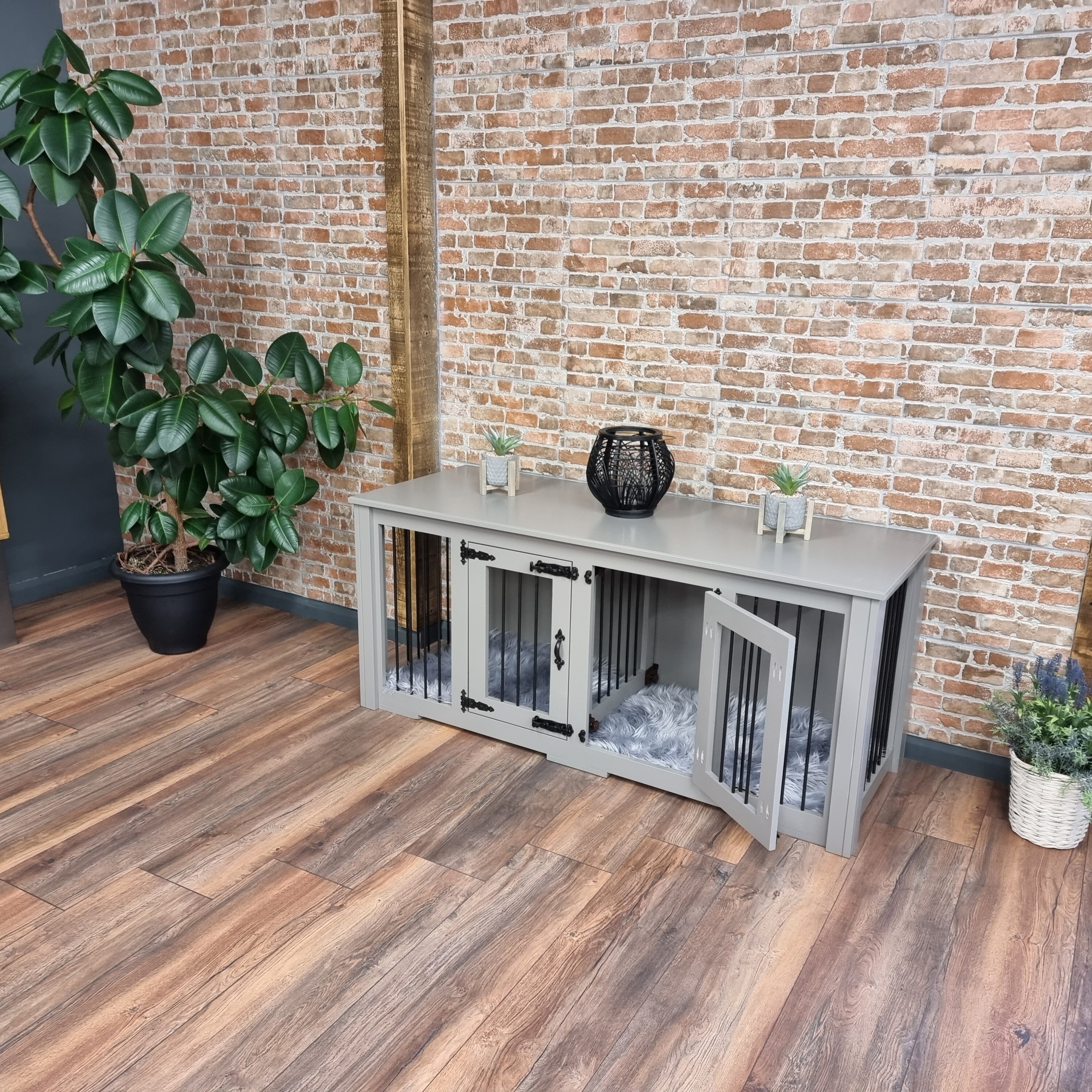 Double Medium-indoor Dog Kennels -rustic Dog Crate-farmhouse Pet ...