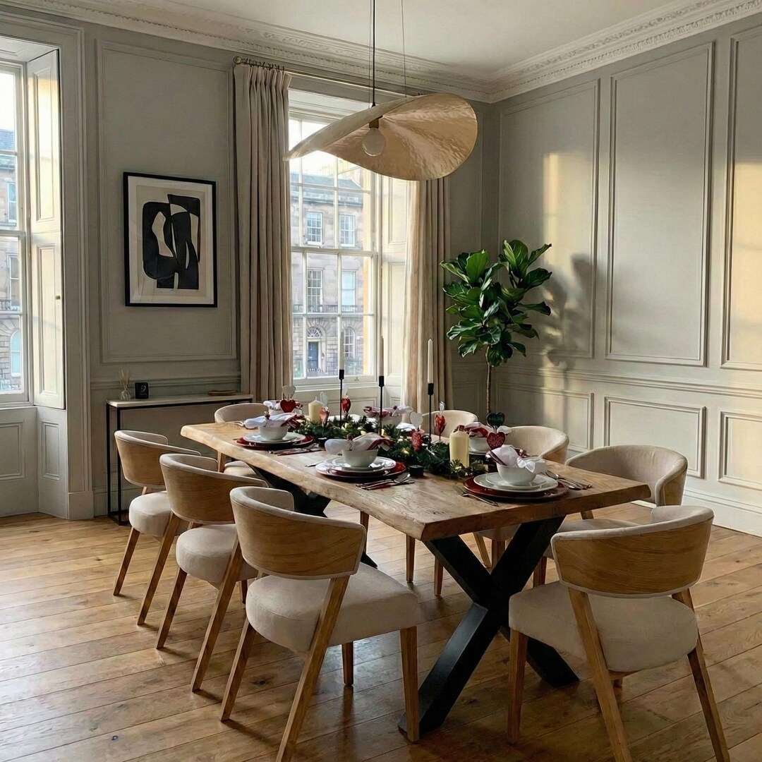 Firsby XF Chunky Steel Dining Table Natural Live Edge Rustic Steel X ...
