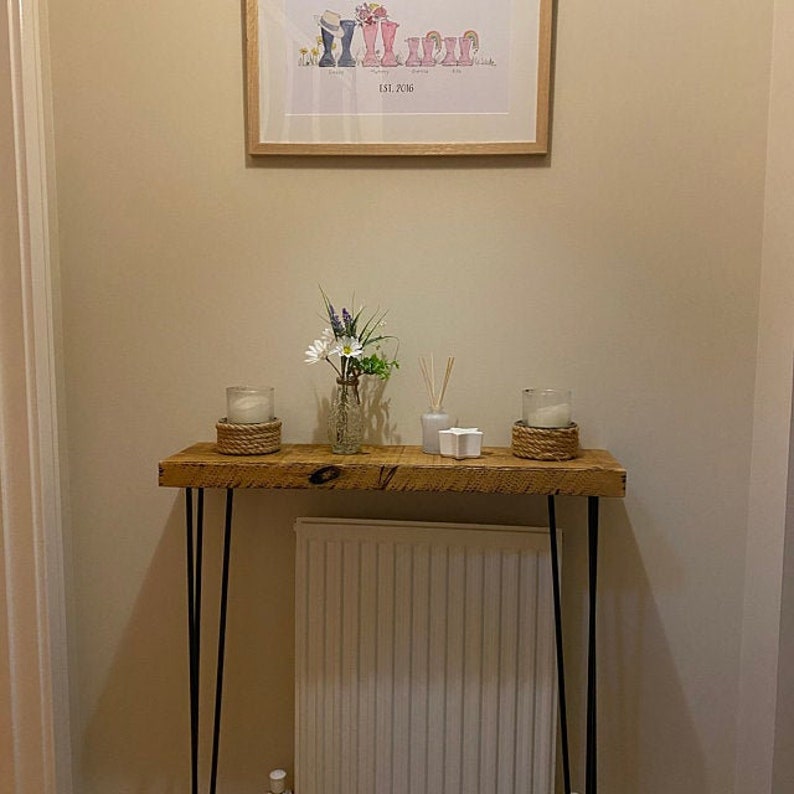 Rustic Wood Console Table with Hairpin Legs Dispatch 48h | Etsy