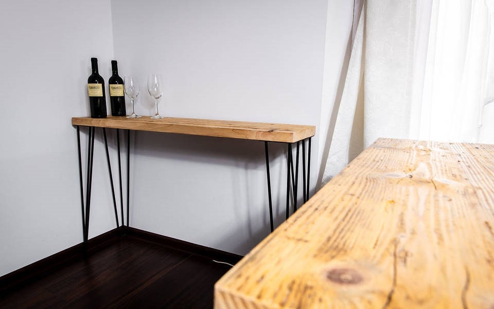 Console Table With 4 Hairpin Legs Reclaimed Wooden Rustic | Etsy