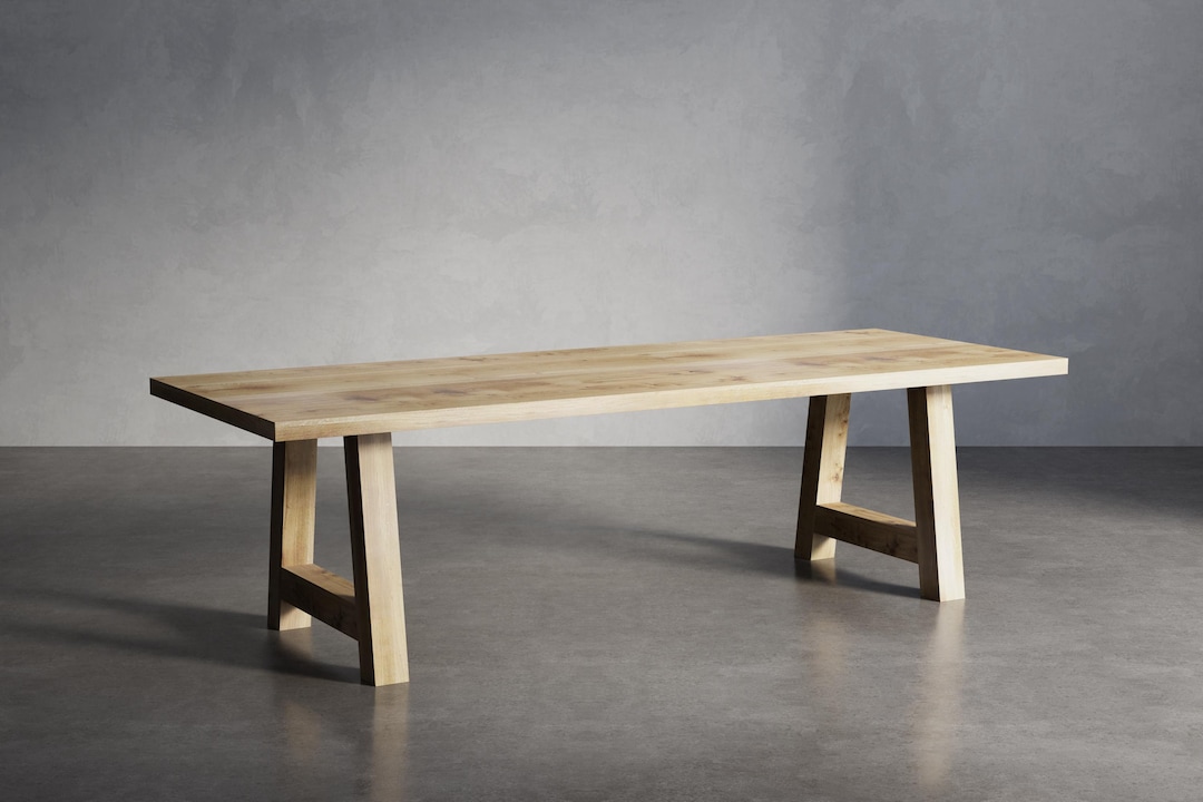 Solid Oak Dining Table With AF Frame Wooden Legs 90x90 - DURABLE ...