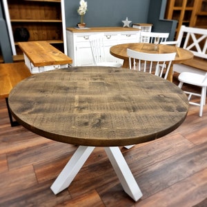Round Dining Table Vintage Star Leg Kitchen Table Rustic Industrial ...
