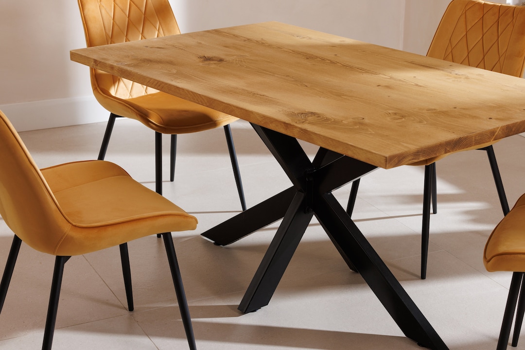 Dine Table Wooden Rustic Industrial Dining Table Handmade Star Legs ...