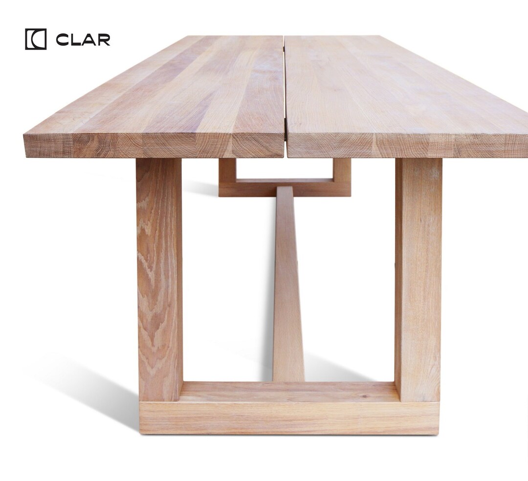 HARDWOOD Solid Oak Dining Table With Wooden Frame 111 Farmhouse ...