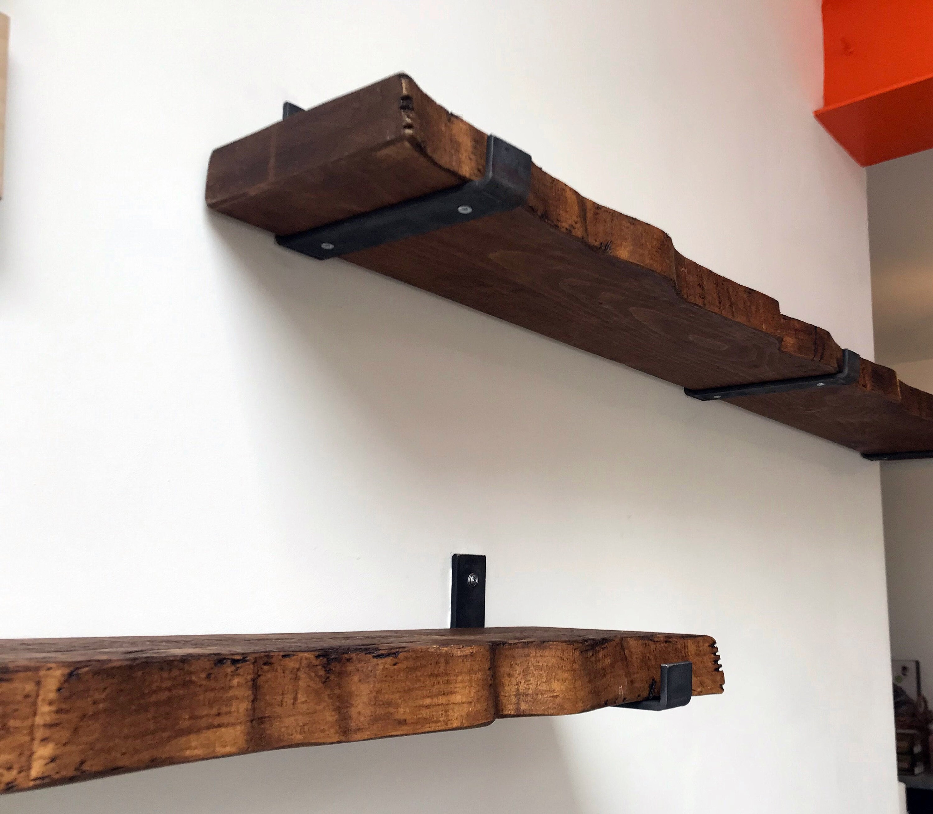 Live Edge Lipped Metal U Bracket Shelf - Rustic Shelf -22.5cm/8inch UK ...