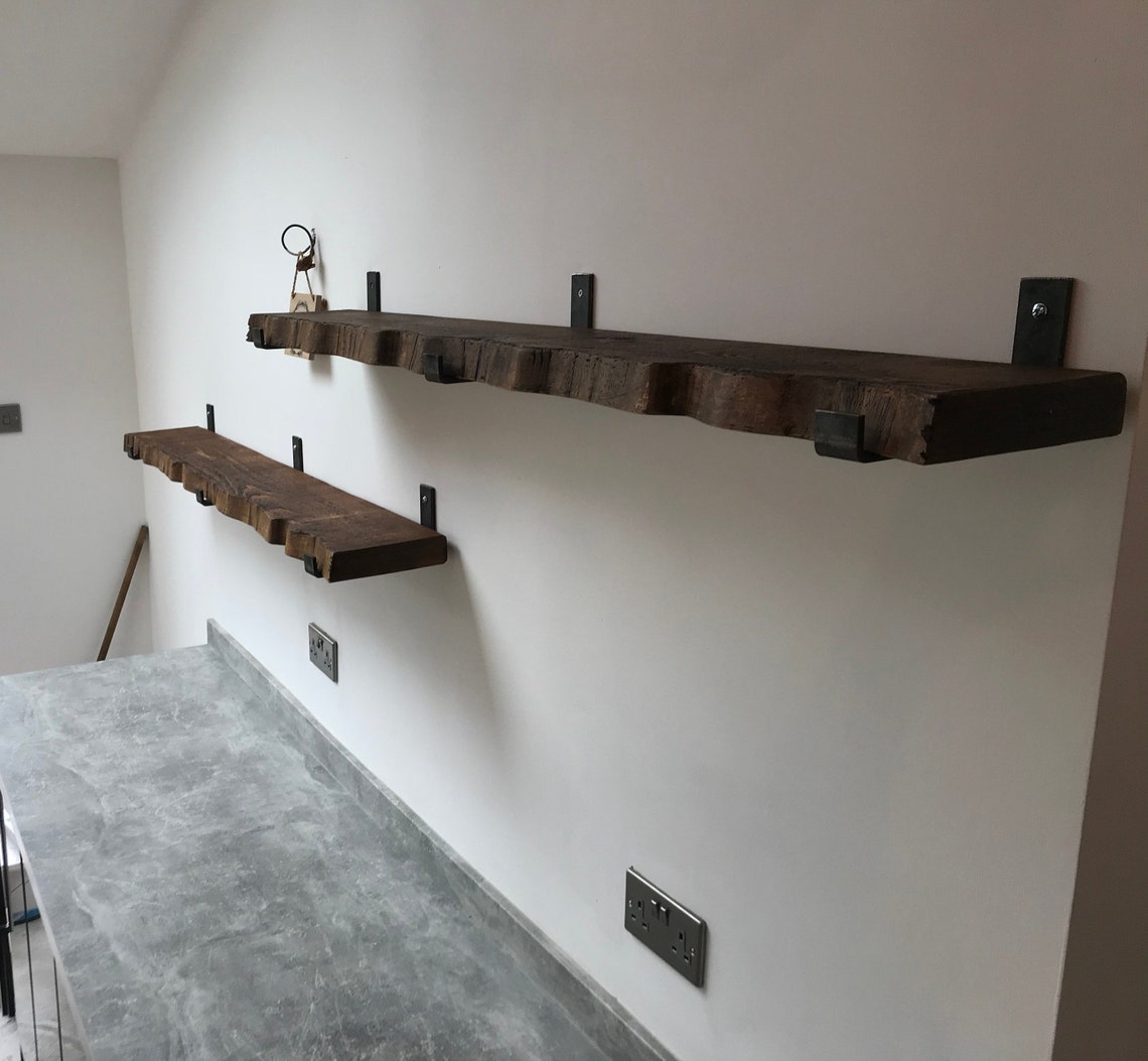 Live Edge Lipped Metal U Bracket Shelf Rustic Shelf | Etsy
