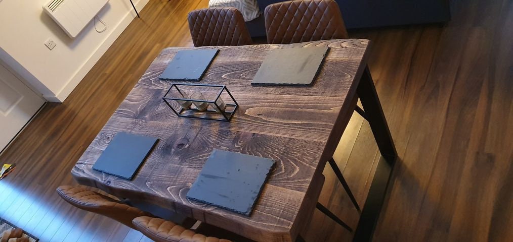 Live Edge Dining Table Curved Edge Industrial Rustic Wood Square Style ...