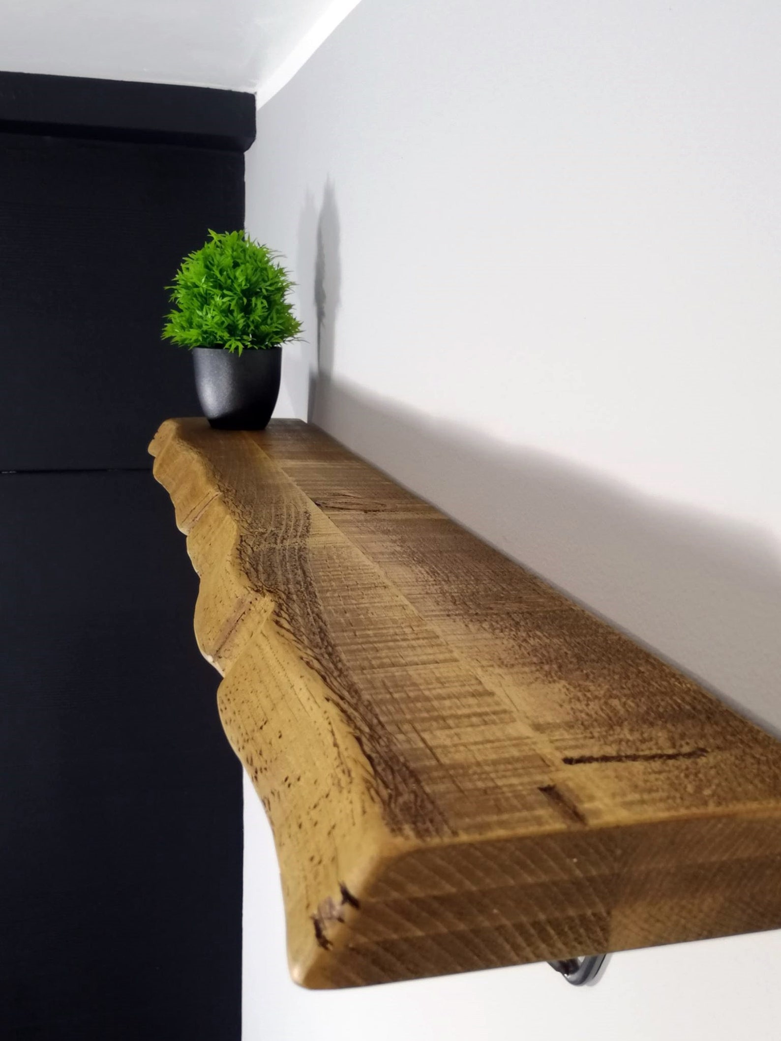 Live Edge Rustic Shelf Thick Prism Metal Bracket | Etsy UK