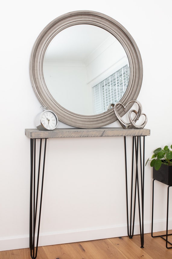 Grey Rustic 4 Legs Wood Console Table With Hairpin Legs Rustic Hallway Table 4 Legs Depth 23cm Etsy