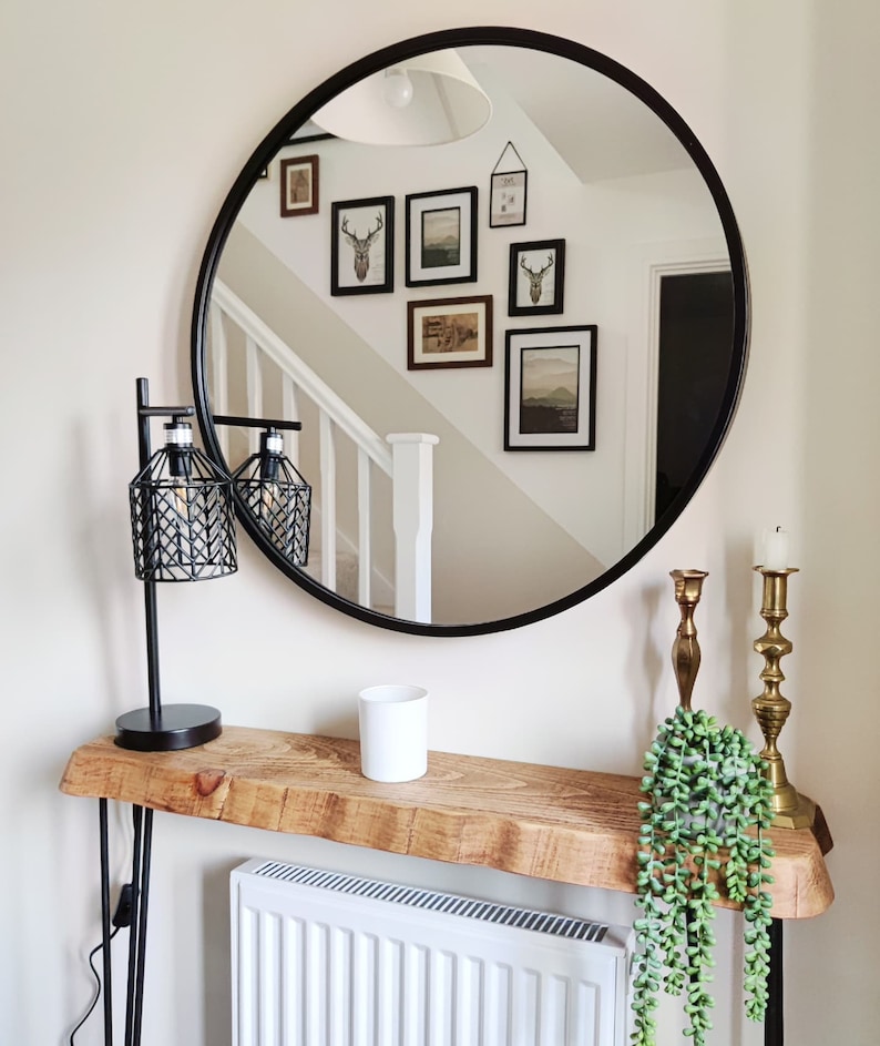 Live Edge Round Corners Console Table Hairpin Legs Wooden | Etsy