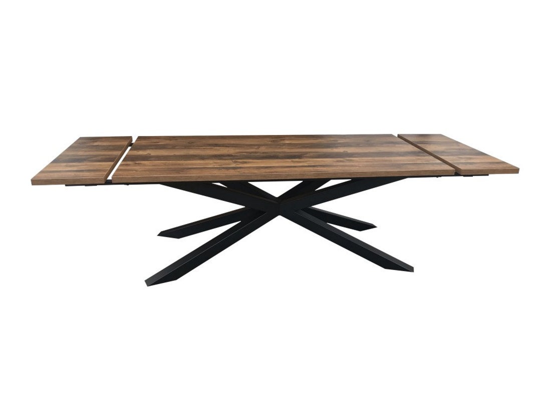 Solid Oak Extendable Dining Table With Star Legs Industrial - Etsy UK