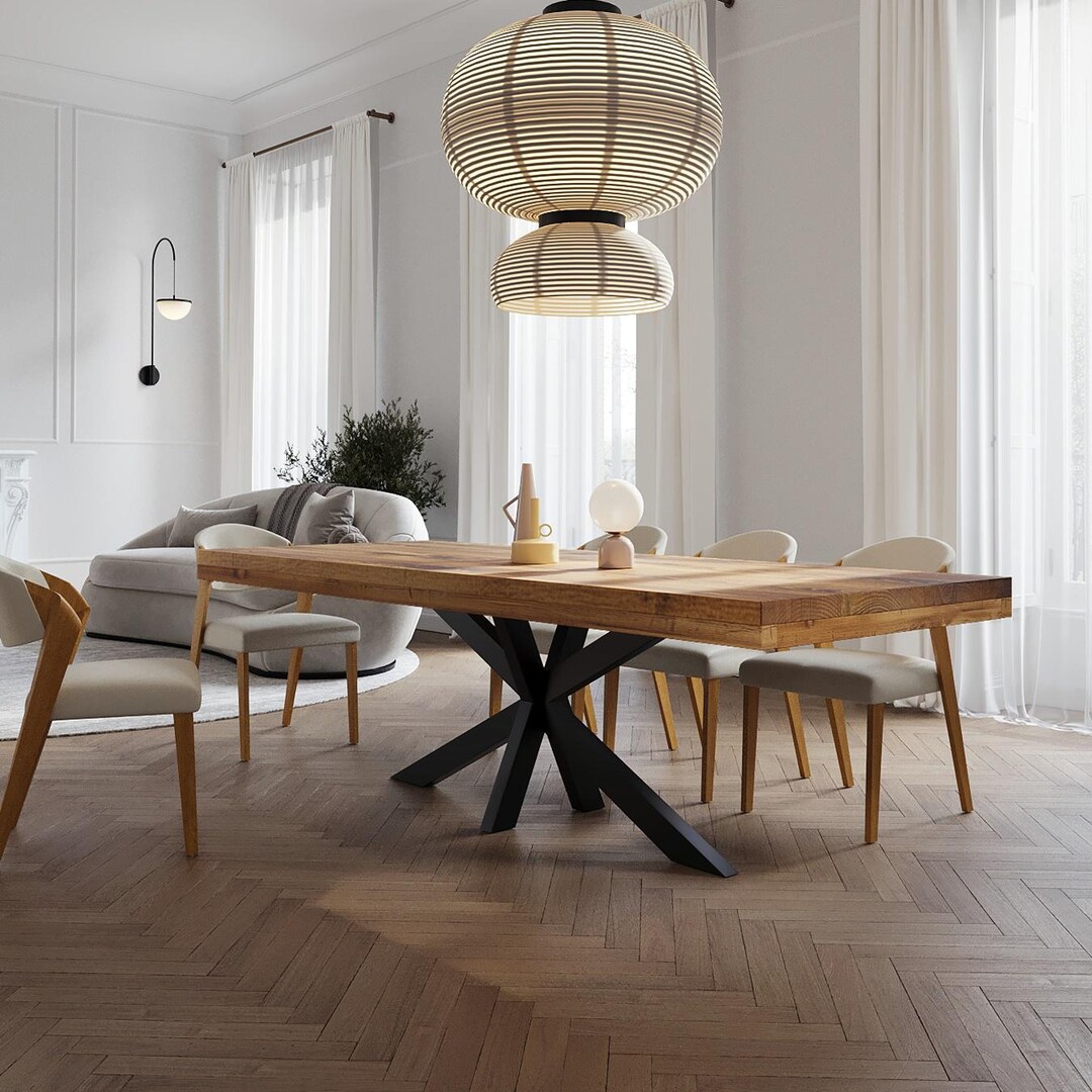 Grantham Star Dining Table Rustic Solid Wood Dining Table Industrial ...