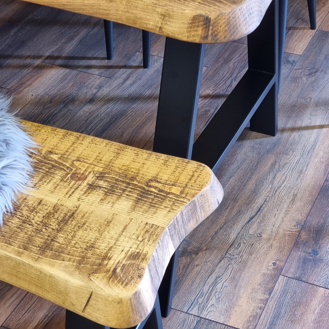 Industrial Dining Table Live Edge Round Corners Dining Table | Etsy