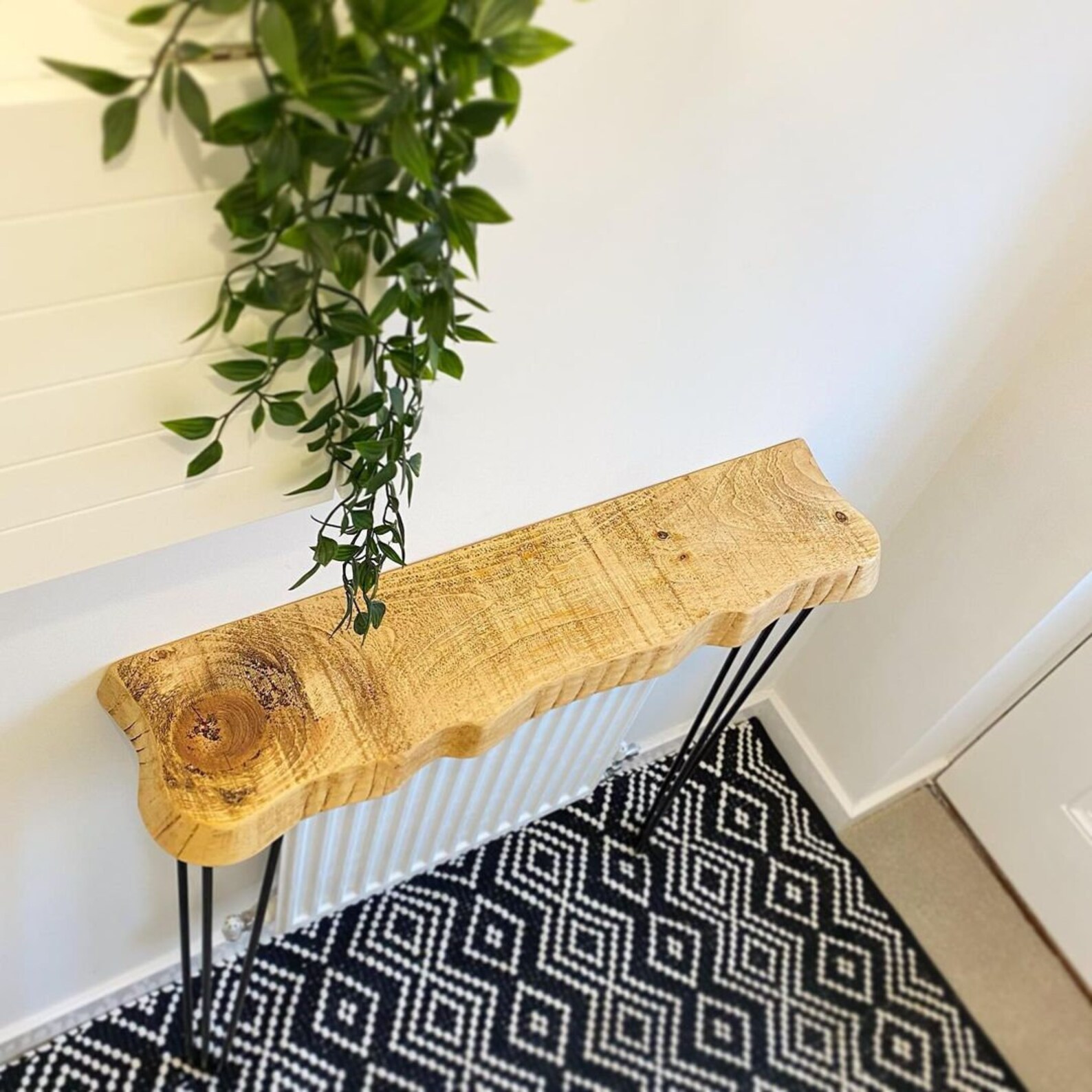 Live Edge Round Corners Wood Console Table With Hairpin Legs | Etsy