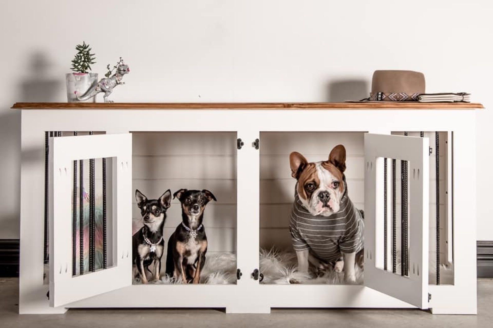 Double Small Luxury Bespoke Wooden Dog Crate Indoor Kennels | Etsy UK