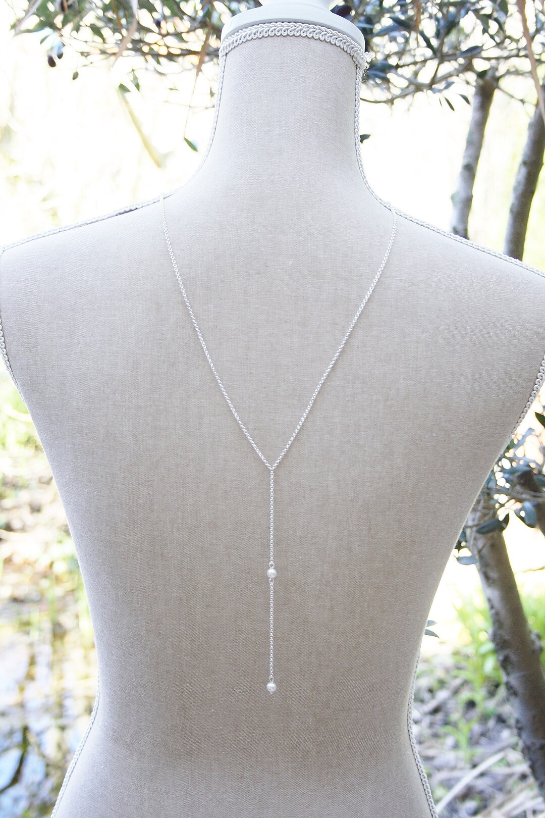 Back Necklace Pearls Ivory Bridal Jewelry Chain Bride Bridal Jewelry ...