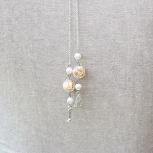 Set Back Chain Studs Bracelet Rose Forget-me-not Peach Ivory Bridal ...