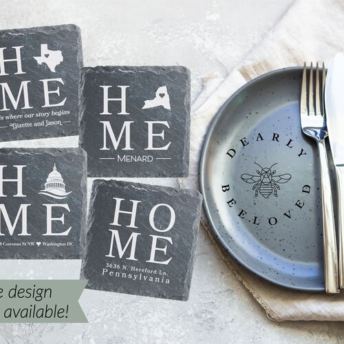 House Warming Gift Custom Slate Coaster Personalized Slate | Etsy