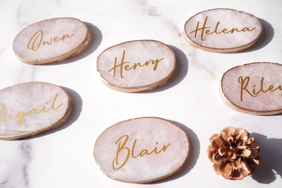Quartz Place Cards Boho Wedding Rose Quartz Escort Cards Blush Quartz ...